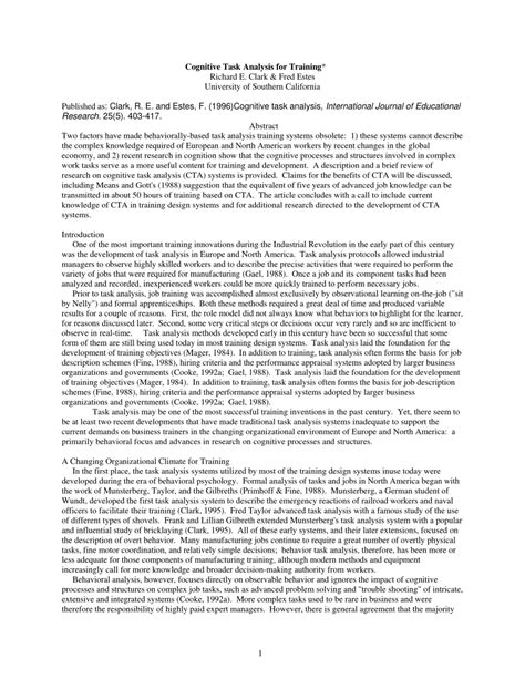 PDF Cognitive Task Analysis