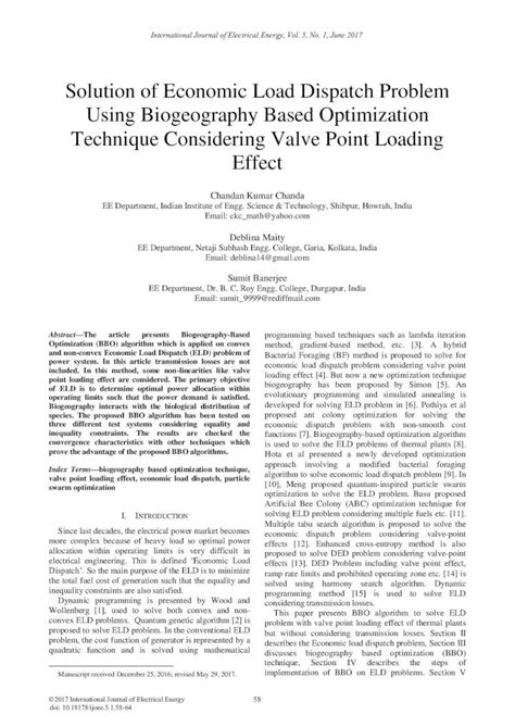 Pdf Solution Of Economic Load Dispatch Problem Using Valve Point Loading Effect Economic
