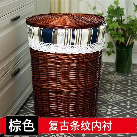 Sturdy Rattan Storage Basket Large Covered Laundry Vicedeal
