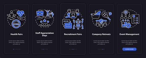 Hr Organizing Skills Night Mode Onboarding Mobile App Screen Stock
