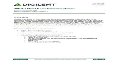 Pdf Zybo Fpga Board Reference Manual Digilent Reference Dokumen Tips