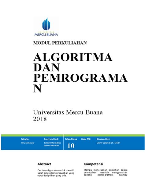 Modul 09 Algoritma Dan Pemrograman Pdf