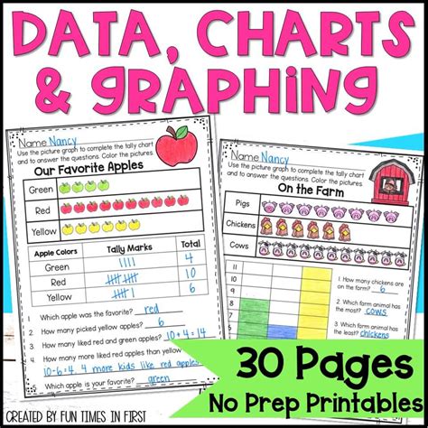 St Grade Math Data And Graphing NO PREP Printable Worksheets Fun Times In First