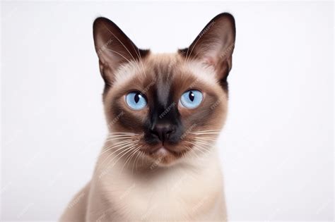Gato Siamés Sobre Un Fondo Blanco Aislado Generado Por Ia Foto Premium