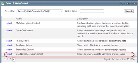 Configuring The Web Settings For The Username And Password Control