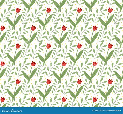 Floral Seamless Pattern Flowers Repeating Texture Botanical Endless Background Vector