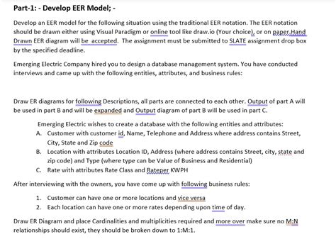 Solved Part 1 Develop Eer Model Develop An Eer Model For The