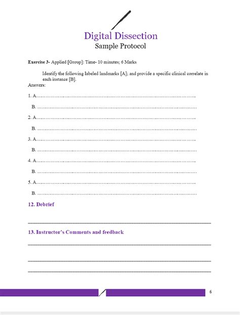 Digital Dissection Sample Protocol Template Page 6 Bsl Basic Science