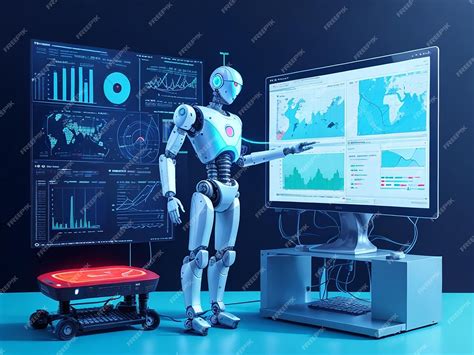 Premium Ai Image Automation Data Analytic With Robot And Digital