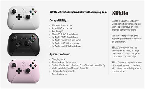 8bitdo Ultimate Wireless 2 4g Controller With Charging Dock 2 4g Controller For Windows