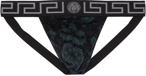 Versace Underwear Black Barocco Jockstrap Versace Underwear