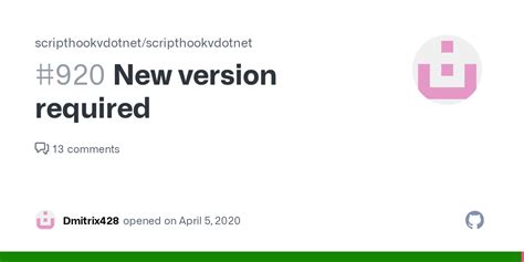 New Version Required · Issue 920 · Scripthookvdotnetscripthookvdotnet