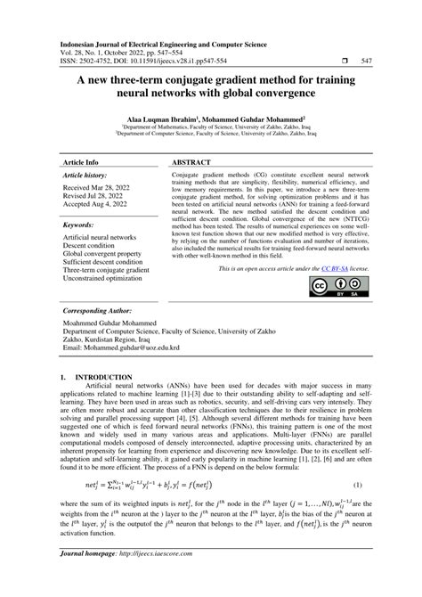 Pdf A New Three Term Conjugate Gradient Method For Training Neural