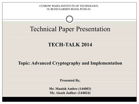 advanced cryptography and implementation pptx information and
