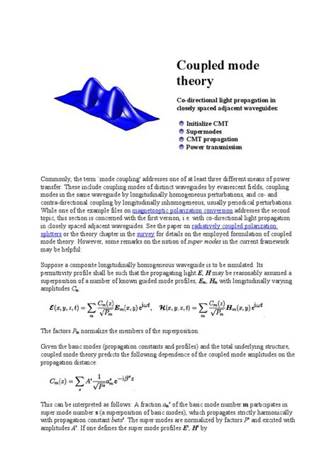 Coupled Mode Theory Pdf Normal Mode Waveguide