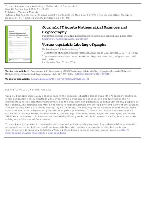 Pdf Vertex Equitable Labeling Of Graphs Dokumentips
