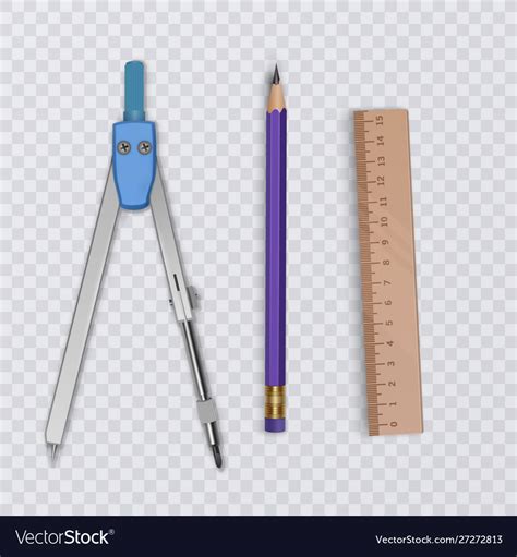 Drawing Tool Kit Compass Pencil And Ruler Vector Image