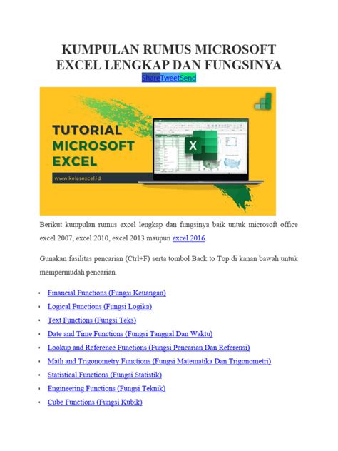 Kumpulan Rumus Microsoft Excel Lengkap Dan Fungsinya Pdf