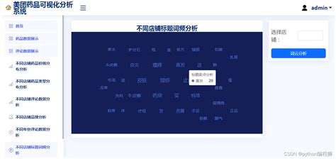 基于django的美团药品数据分析与可视化系统，有多用户功能，可增删改查数据基于django的美团药品数据分析和可视化系统步骤 Csdn博客