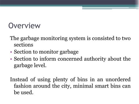 Smart Bins IOT Based Garbage Monitoring System PPT