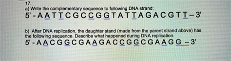 solved a write the complementary sequence to the following dna strand 5