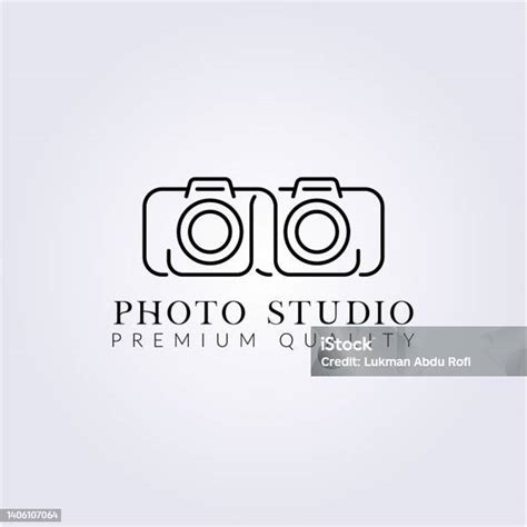 더블 또는 두 개 또는 트윈 카메라 사진 로고 아이콘 심볼 일러스트 레이 션 간단한 현대 라인 아트 벡터 그래픽 디자인 겉창에 대한 스톡 벡터 아트 및 기타 이미지 Istock