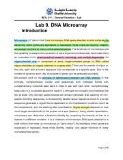 Lab Manual 9 DNA Microarray Pdf BIOL 211 General Genetics Lab Lab 9 DNA Microarray