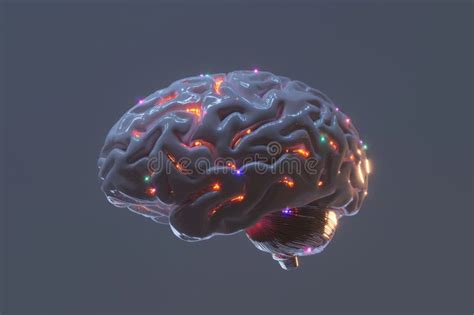 The Human Brain Showing Intelligent Thinking Through A Neural Network Printed Circuit Of Big
