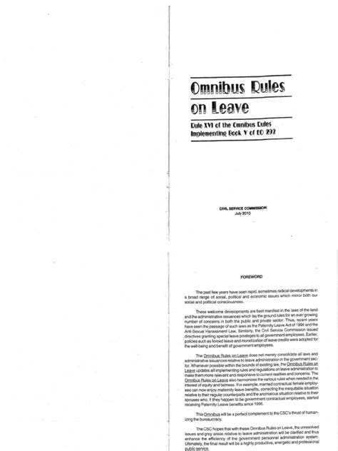Csc Omnibus Rules On Leaves Pdf