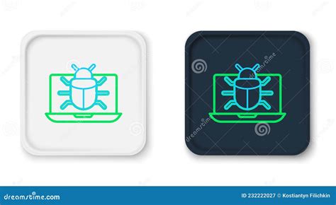 Line System Bug On Monitor Icon Isolated On White Background Code Bug