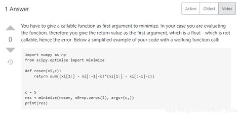调用scipy优化函数时报错typeerror ‘numpyfloat64‘ Object Is Not Callablenumpyfloat64 Object Is Not