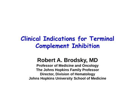 Pdf Clinical Indications For Terminal Complement Inhibition Course · Clinical Indications