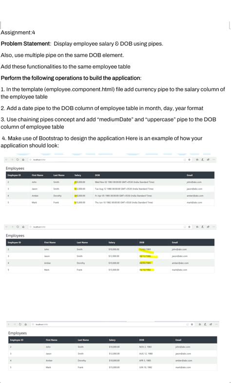 solved assignment 4 problem statement display employee