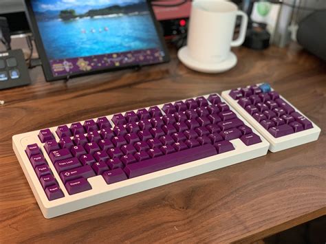 Allison Prototype With Matching Numpad And Gmk Violet On Cream Dark Alphas R