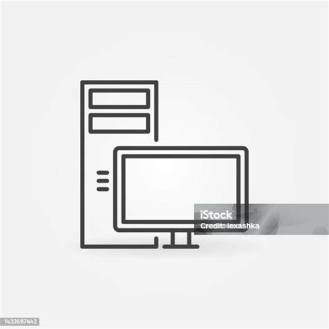 pc 또는 데스크톱 컴퓨터 벡터 개념 개요 아이콘 또는 기호 lcd에 대한 스톡 벡터 아트 및 기타 이미지 lcd