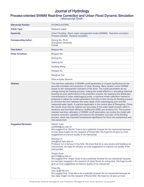 Pdf Process Oriented Swmm Real Time Correction And Urban Flood Dynamic Simulation