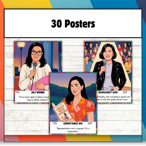 30 Aapi Heritage Month Actors Filmmakers Media Figures Quote Posters Decor Set