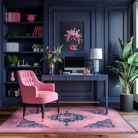 Vibrant Room Transformations Using Pink And Navy Color Schemes Pink