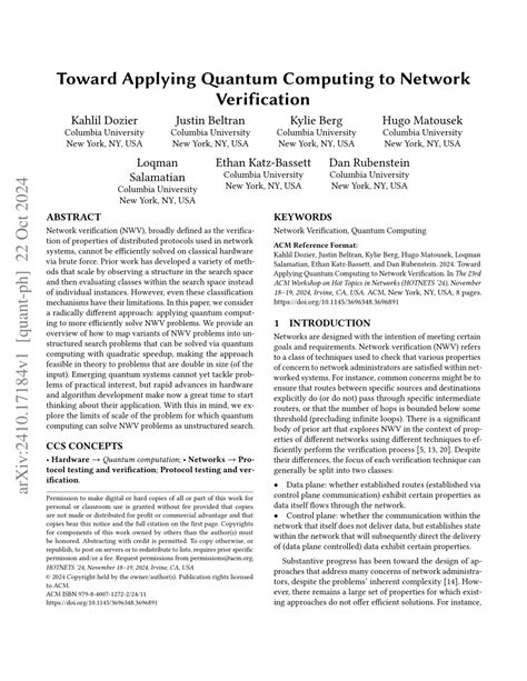 Pdf Technical Report Toward Applying Quantum Computing To Network