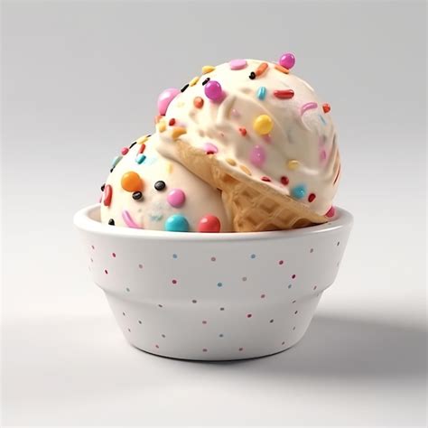 Premium Photo A Bowl Of Ice Cream With Sprinkles On It And A White