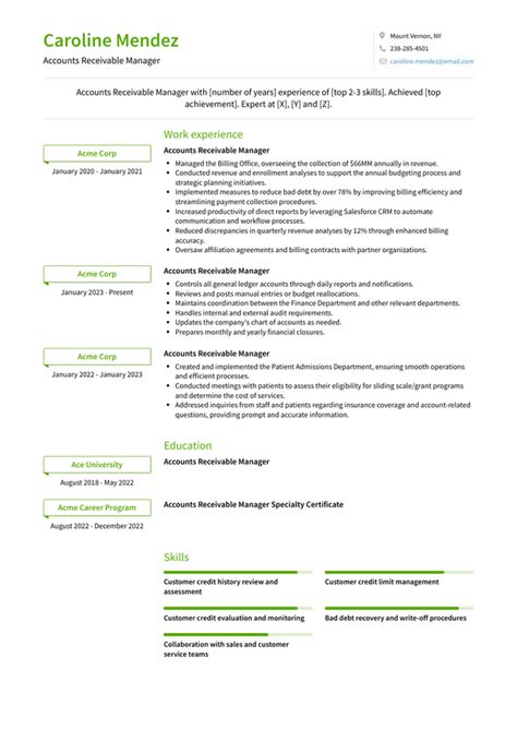 3 Accounts Receivable Manager Resume Examples And Templates
