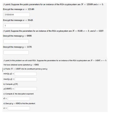solved 1 point suppose the public parameters for an