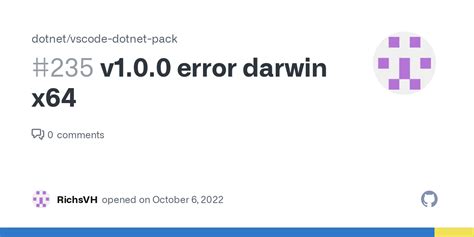 V1 0 0 Error Darwin X64 Issue 235 Dotnet Vscode Dotnet Pack GitHub