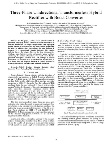 Pdf Three Phase Unidirectional Transformerless Hybrid Rectifier With Boost Converter