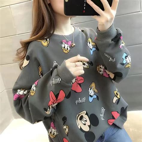 Женская толстовка с длинным рукавом и принтом Микки и Минни Маус Детская одежда и обувь
