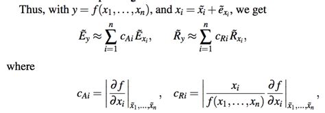 numerical methods error propagation with 3 variables system of