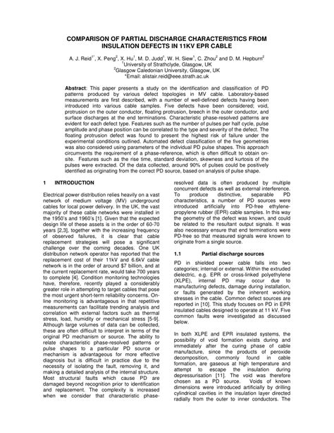 Pdf Comparison Of Partial Discharge Characteristics From Insulation Defects In 11kv Epr Cable