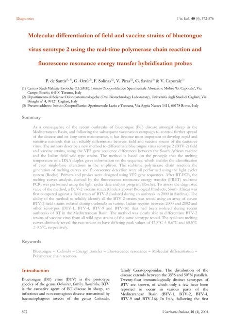 Pdf Molecular Differentiation Of Field And Vaccine Strains Of Bluetongue Virus Serotype 2