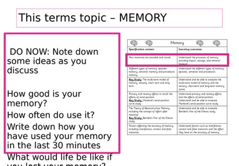Aqa Psychology Memory Teaching Resources