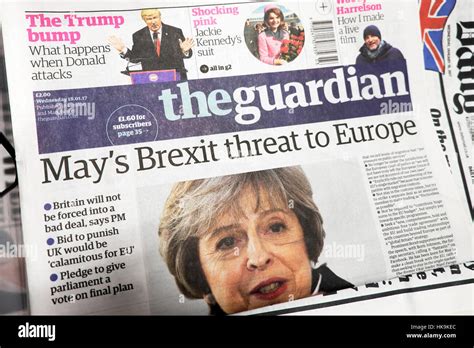 Guardian Newspaper Headline Prime Minister Theresa May Mays Brexit